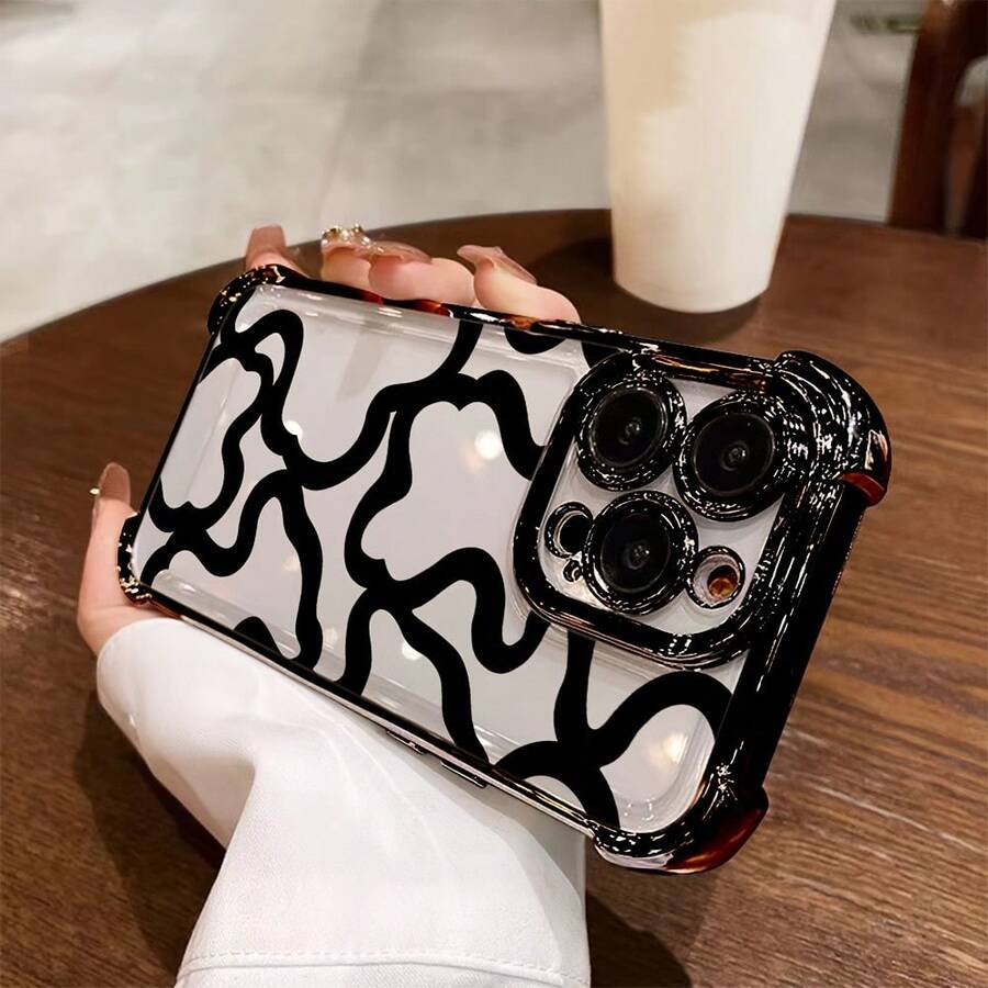 Creative Luxury Black Irregular Line Mobile Phone Case For IPhone 16 15 ...