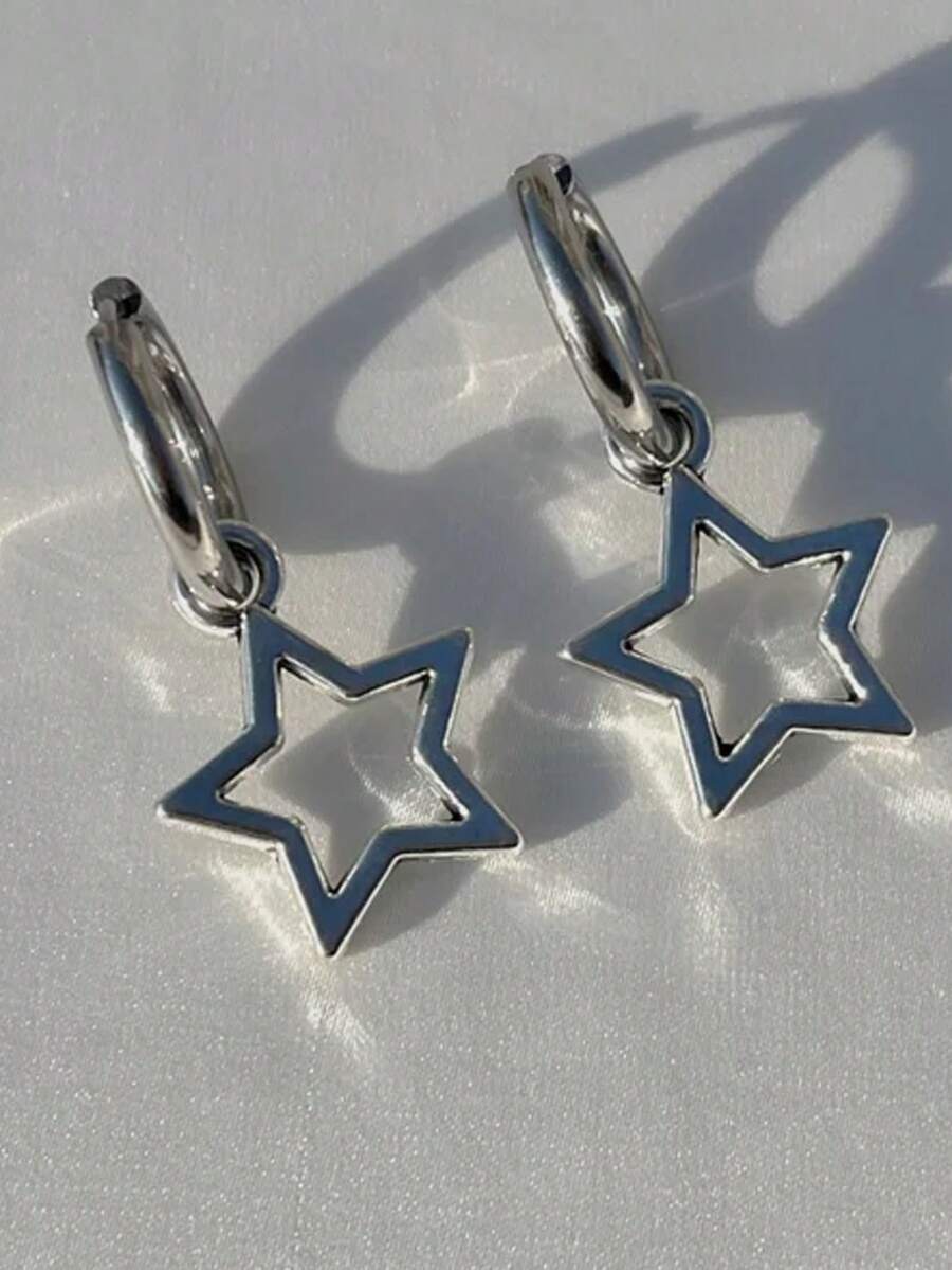 Star Hoops | Grunge Earrings Jewelry Hypoallergenic Y2k Alt Goth Edgy ...