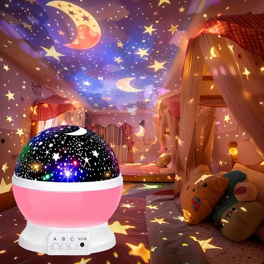 3D Rotating Star And Moon Projector Night Light, USB Powered Sky And ...