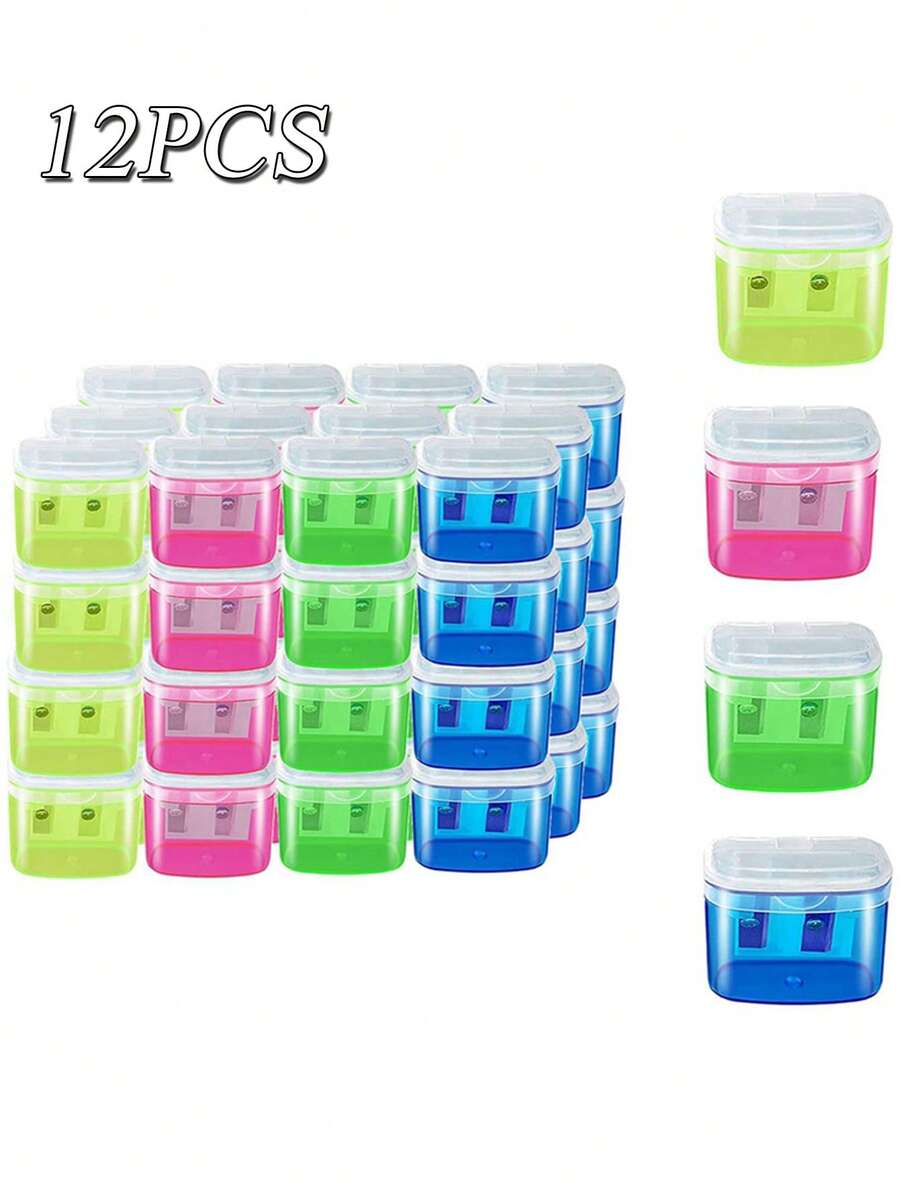 12pcs Multi-Color Double-Hole Pencil Sharpeners, Shipped Randomly ...