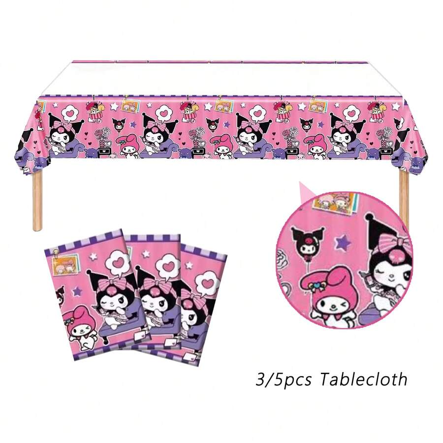 Sanrio 3/5pcs Sanrio Kuromi Birthday Party Tablecloth,Kuromi Plastic ...