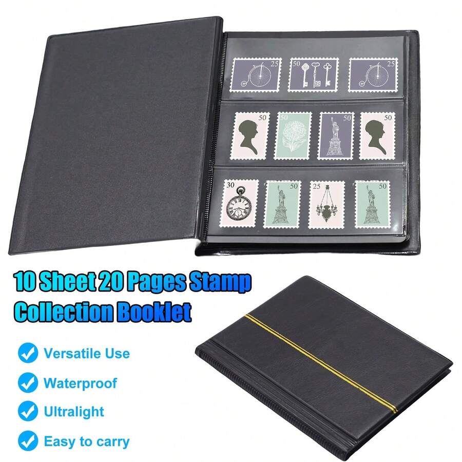 10-Page 20-Sheet Stamp Collection Album For Organized Stamp Storage And ...