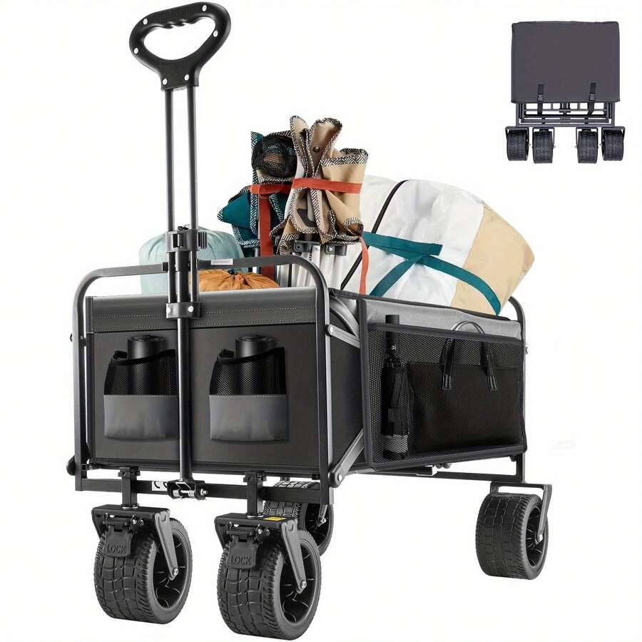 Heavy-Duty Cart Folding Festival Trolley With All-Terrain Extra Wide ...