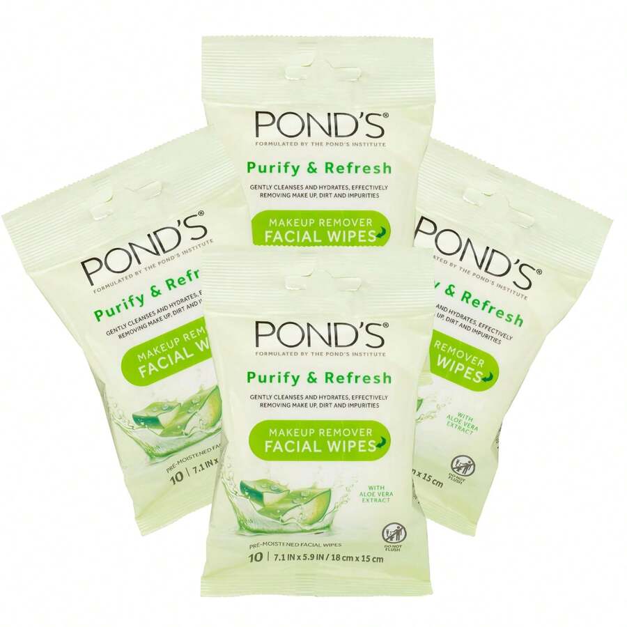 Pond's Purify & Refresh Facial Wipes With Aloe Vera, Makeup Remover ...
