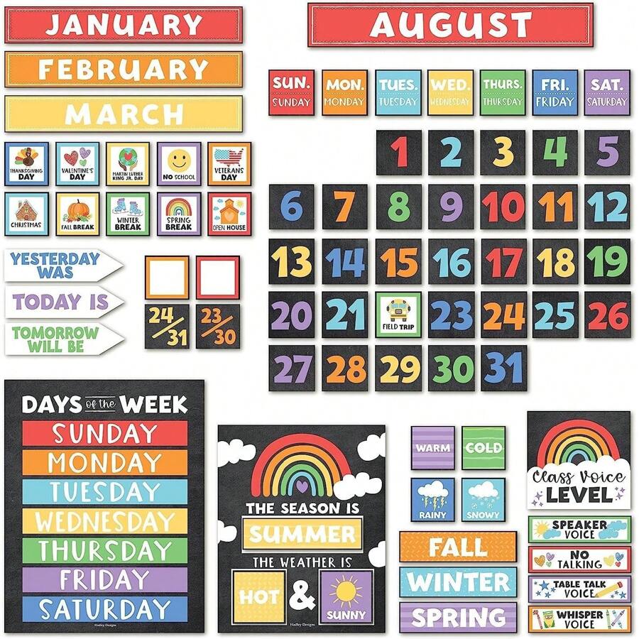 Classroom Calendar, 98 Pieces, Bulletin Board, Hadley Designs ...