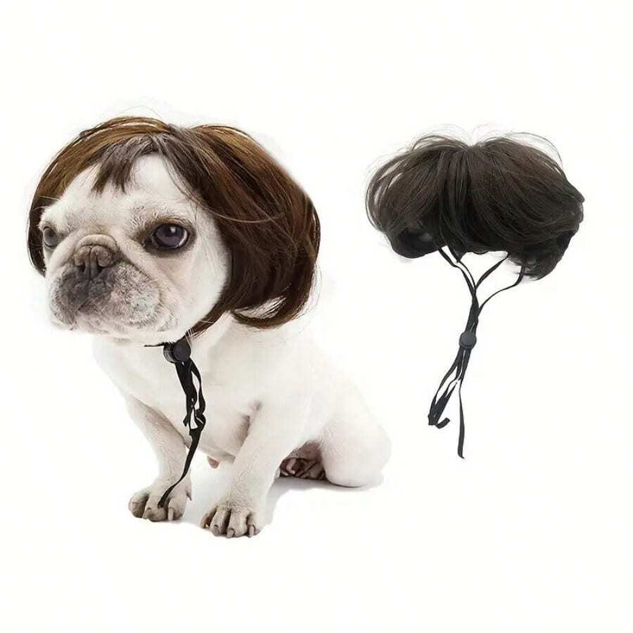 New Woven Pet Wig Cap With Bob Style For Dogs Elastic Mesh Sports Wig ...