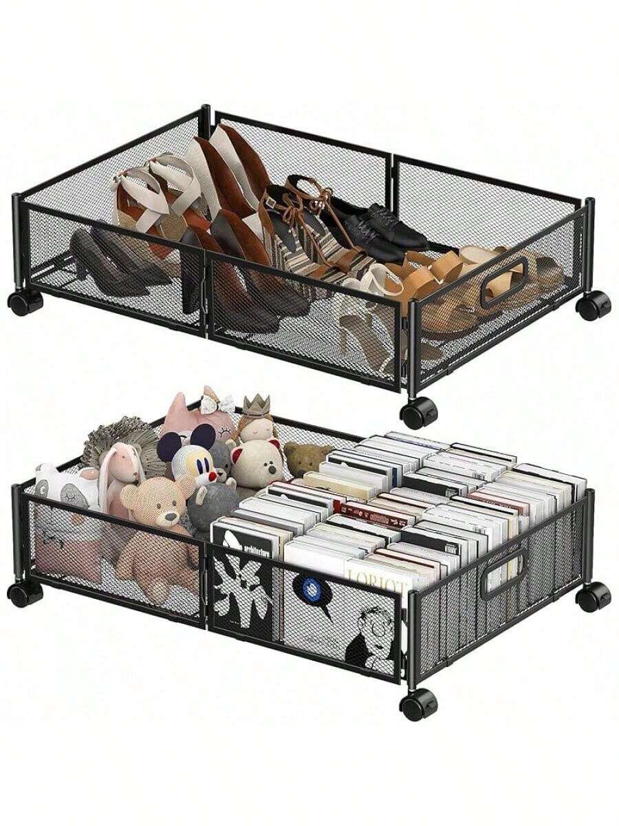 Under Bed Storage Containers,2 Pack Foldable Underbed Storage ...