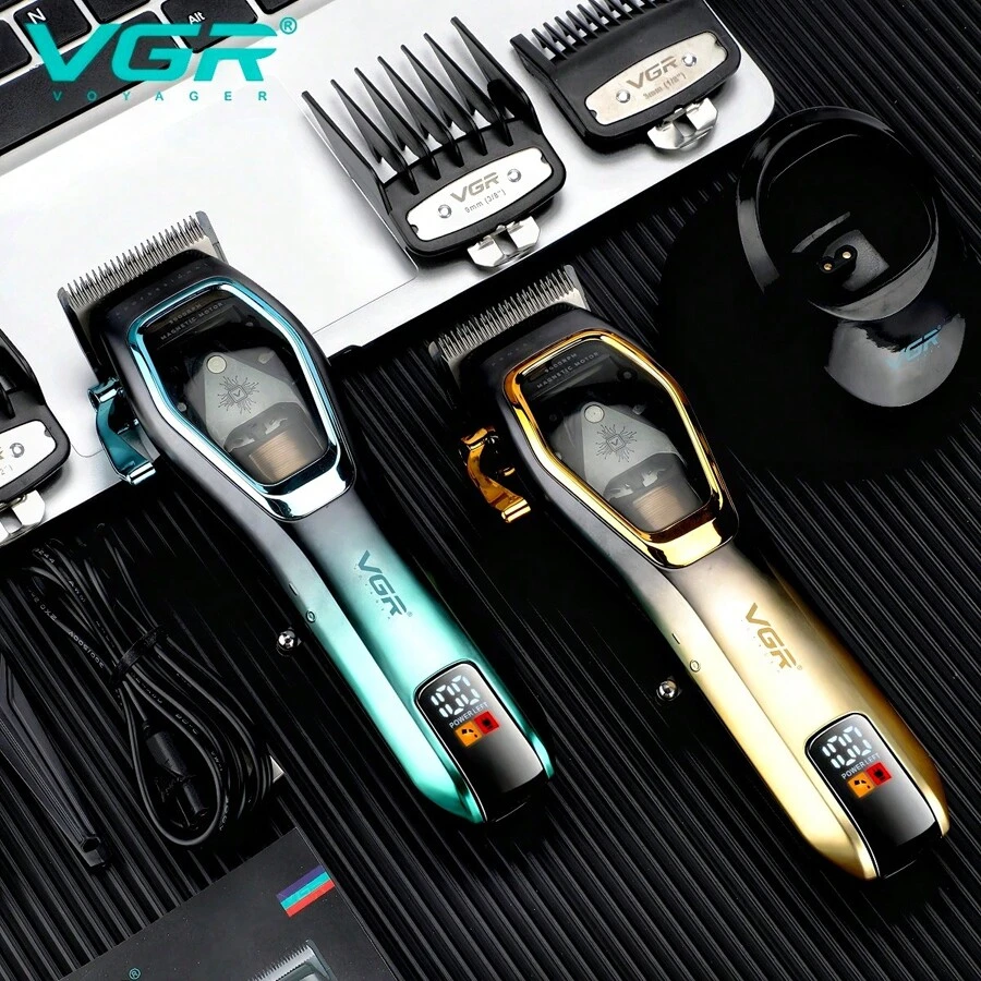 VGR VGR גוזז שיער אלחוטי טעינה בסיס גוזם שיער מקצועי תספורת חשמלית מכונת חיתוך שיער 9000 סל"ד ...