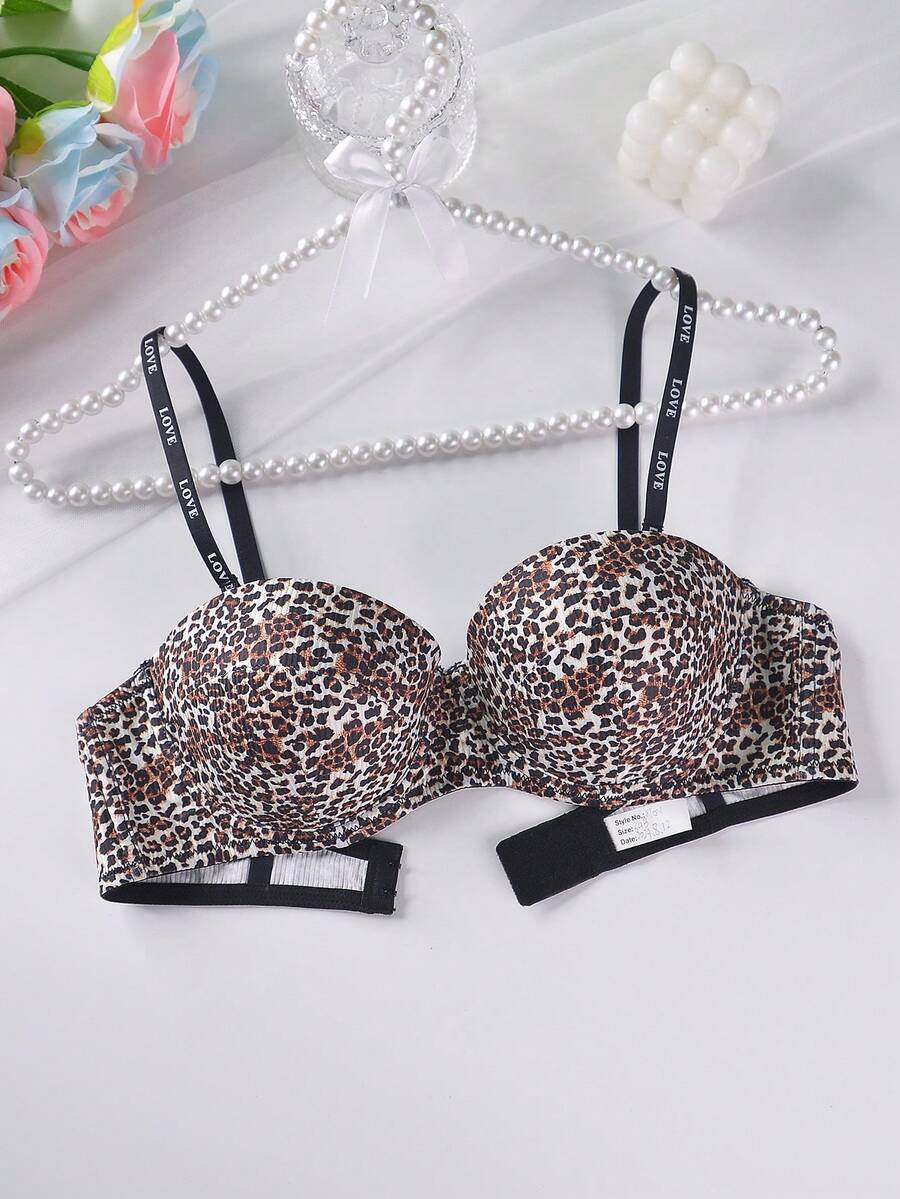 1pc Sexy Leopard Print Backless Underwire Bra With Non-Removable Padded ...