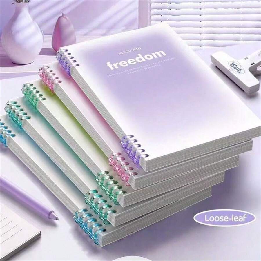A5 Loose Leaf Notebook With Gradient Color Eye-Protecting Paper And PP ...