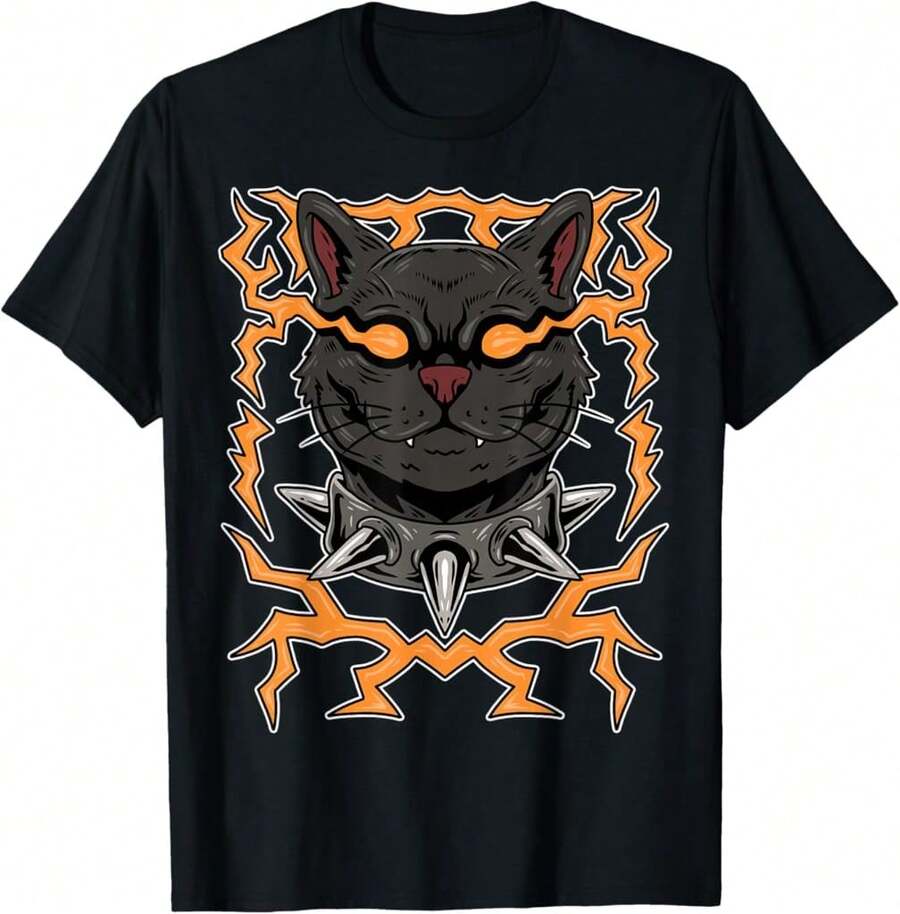 Punk Rock Thunder Bolt Storm Lightning Black Cat T-Shirt`DI Hostess ...