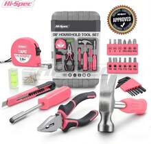 Hi-Spec Tool Set 25pc Pink Household DIY Tool Kit For Women. Small Mini ...