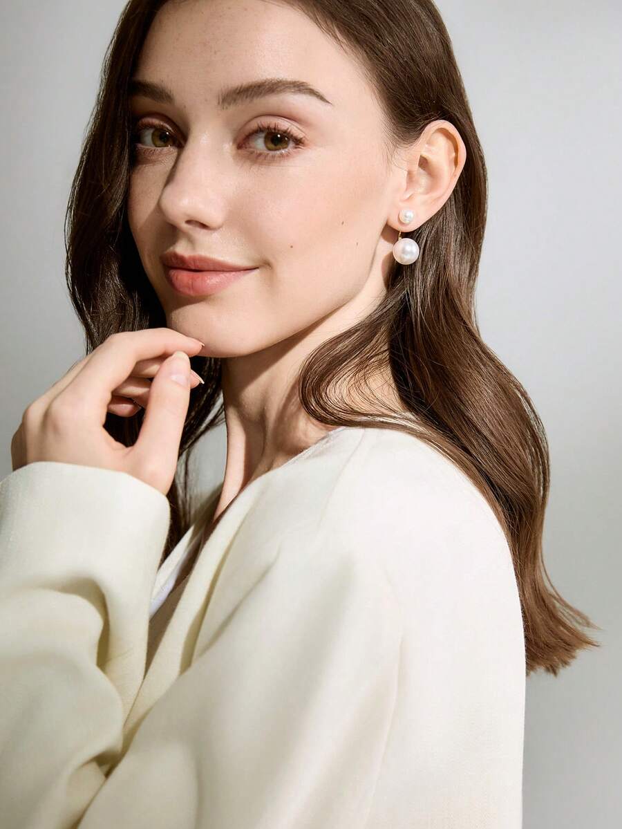 1 Pair French Chic Luxury Pearl Double-Sided Pearl Earrings With ...