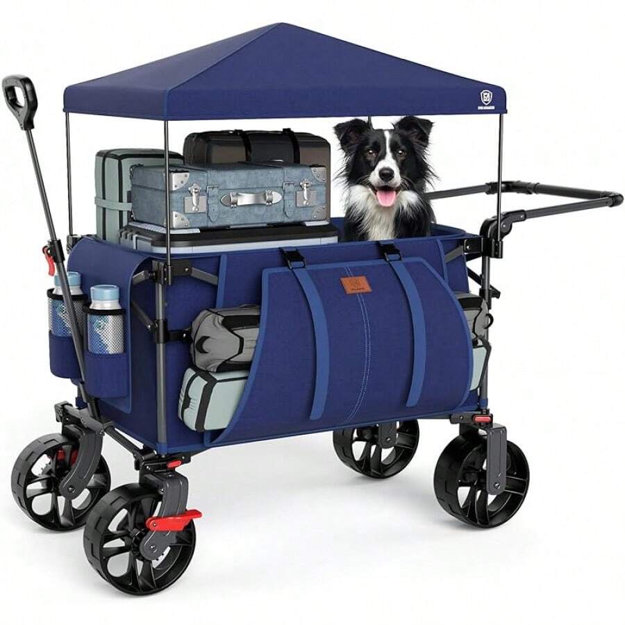 Camping Trolley 225L With Removable Canopy 150KG Heavy Duty Push Pull ...