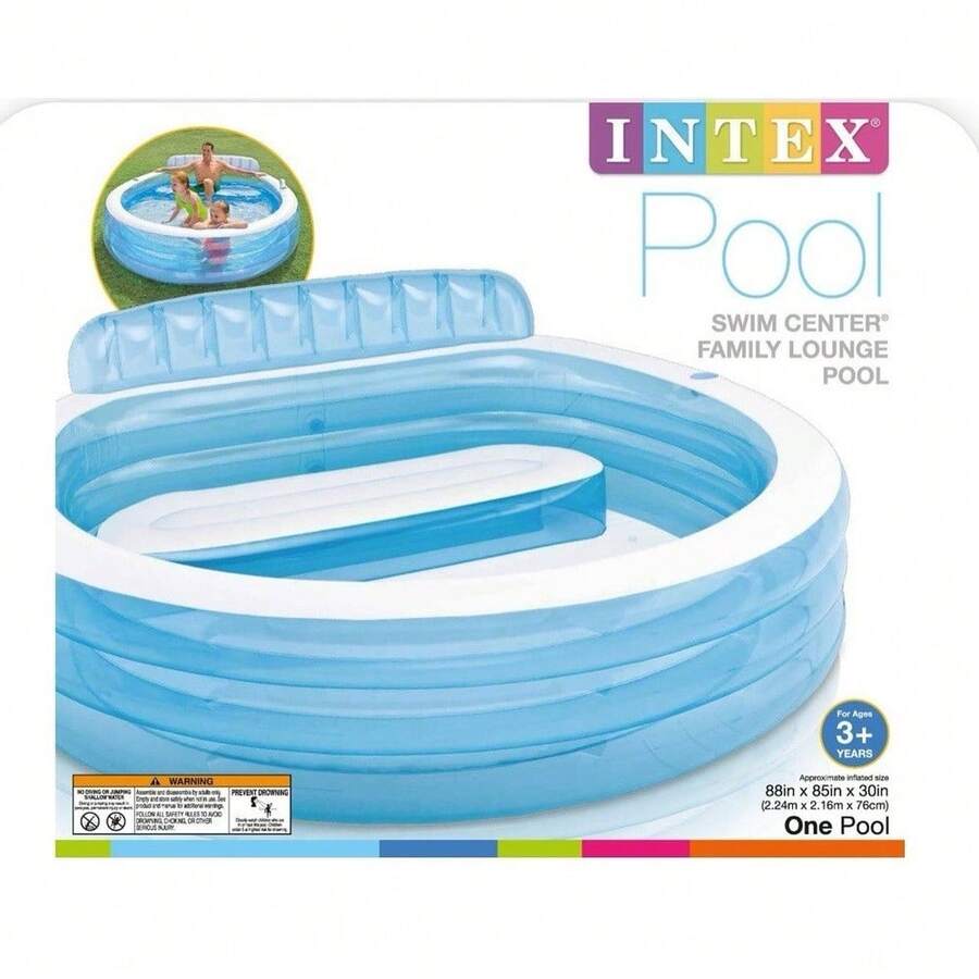 Intex Swim Center Inflatable Family Lounge Pool With Built In Bench New ...