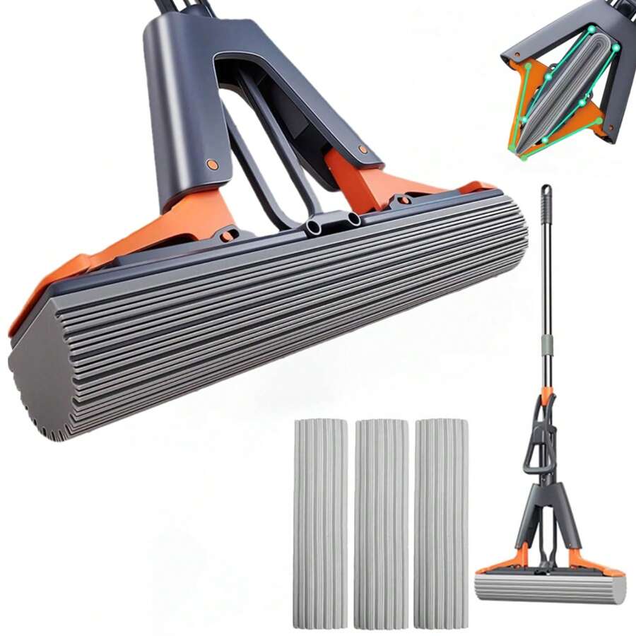 Sponge Mop For Floor Cleaning Extrusion, Self-Wrinkle Mop, Kitchen ...