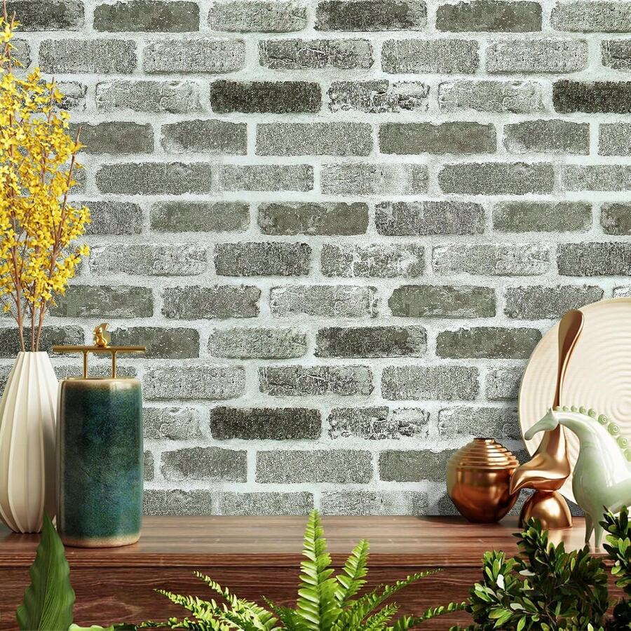 Lenify Brick Wallpaper Peel And Stick Stone Wallpaper 17.7inch X 118 ...