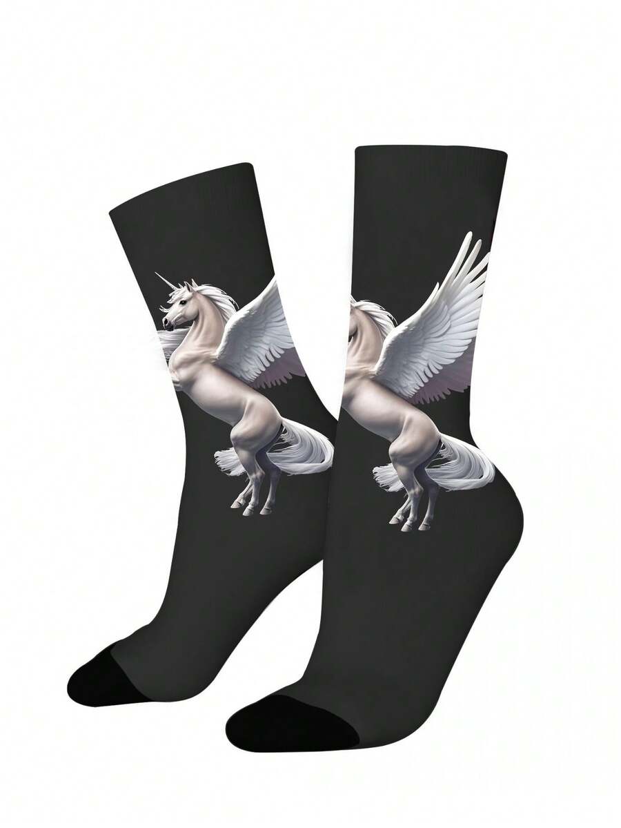 1pc UNISEX Cool Crew Socks Elastic Fit For Casual Or Sports Wear Printed Socks Fashion Styling ...