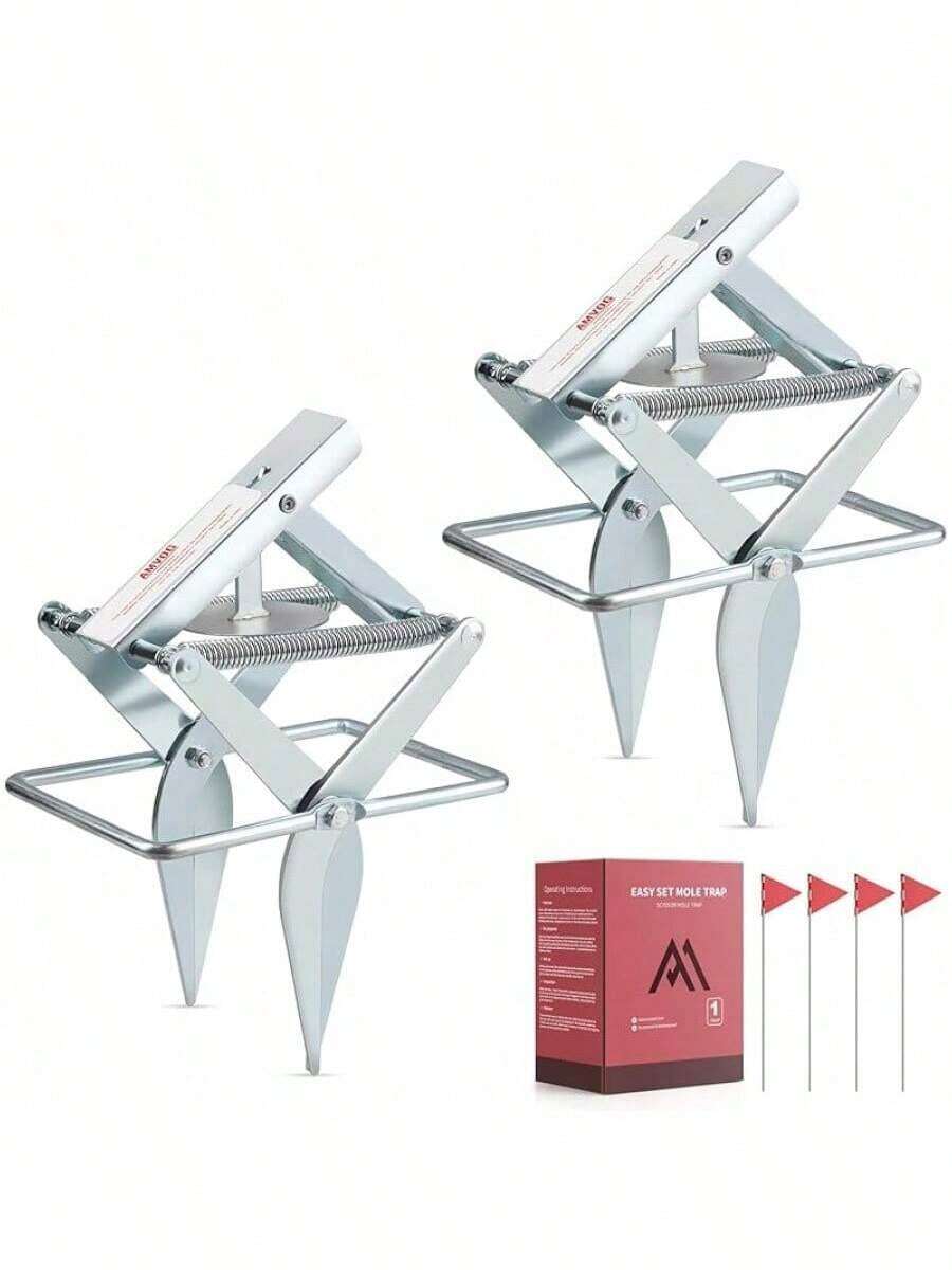 Mole Scissor Traps, Easy Setup Mole Traps That Kill, Reusable Gopher Traps For Lawns & Garden,2 ...