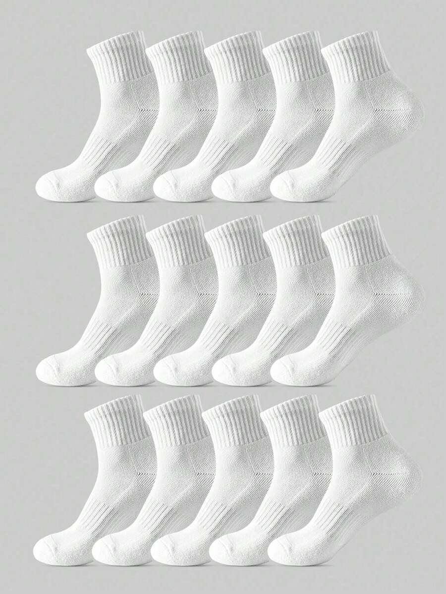 15 Pairs Pure White Crew Socks, Unisex Sports Socks For Summer | SHEIN USA