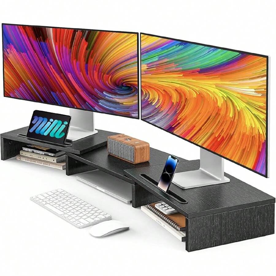 Dual Monitor Stand Riser 2 Monitors, Monitor Stand Desk, Adjustable ...