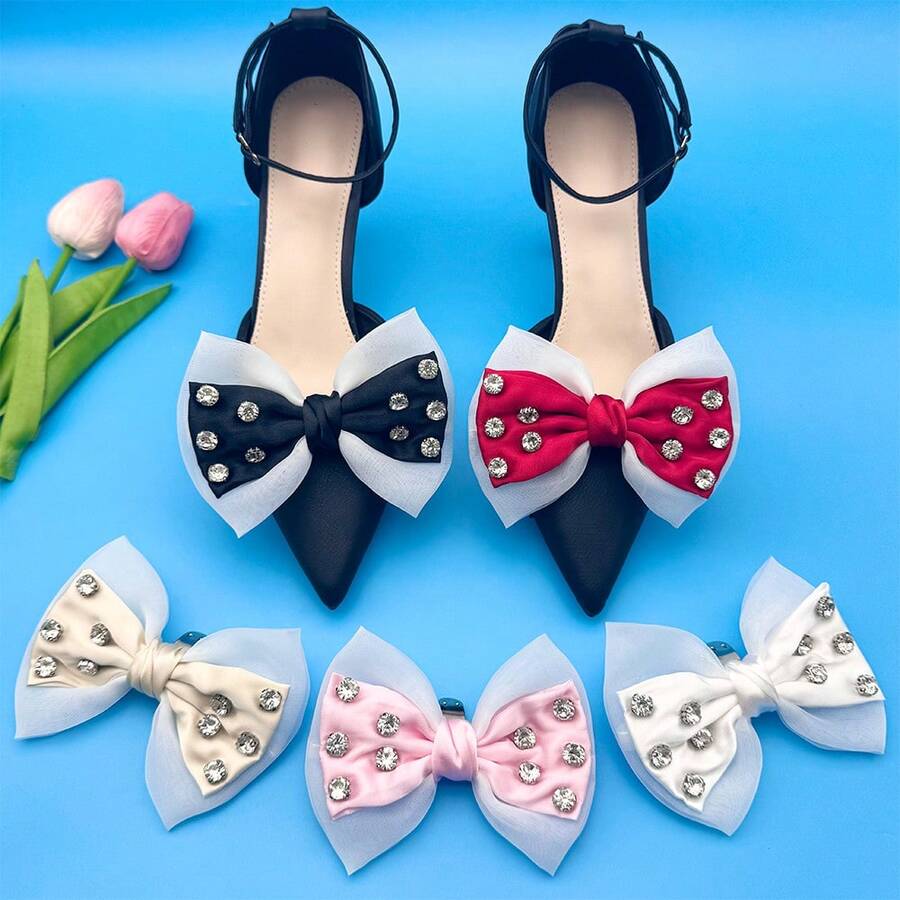 2pcs Minimalist Semi-Transparent Bow Shoe Clips, Detachable Shoe ...