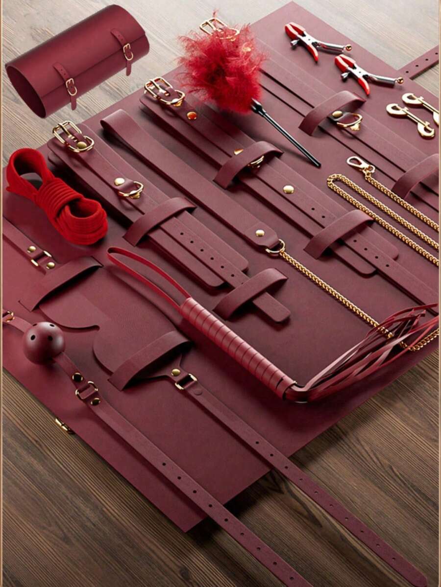 13/12pcs Red/Black Fun Item Leather SM Set Couple Sex Game Props, SM ...