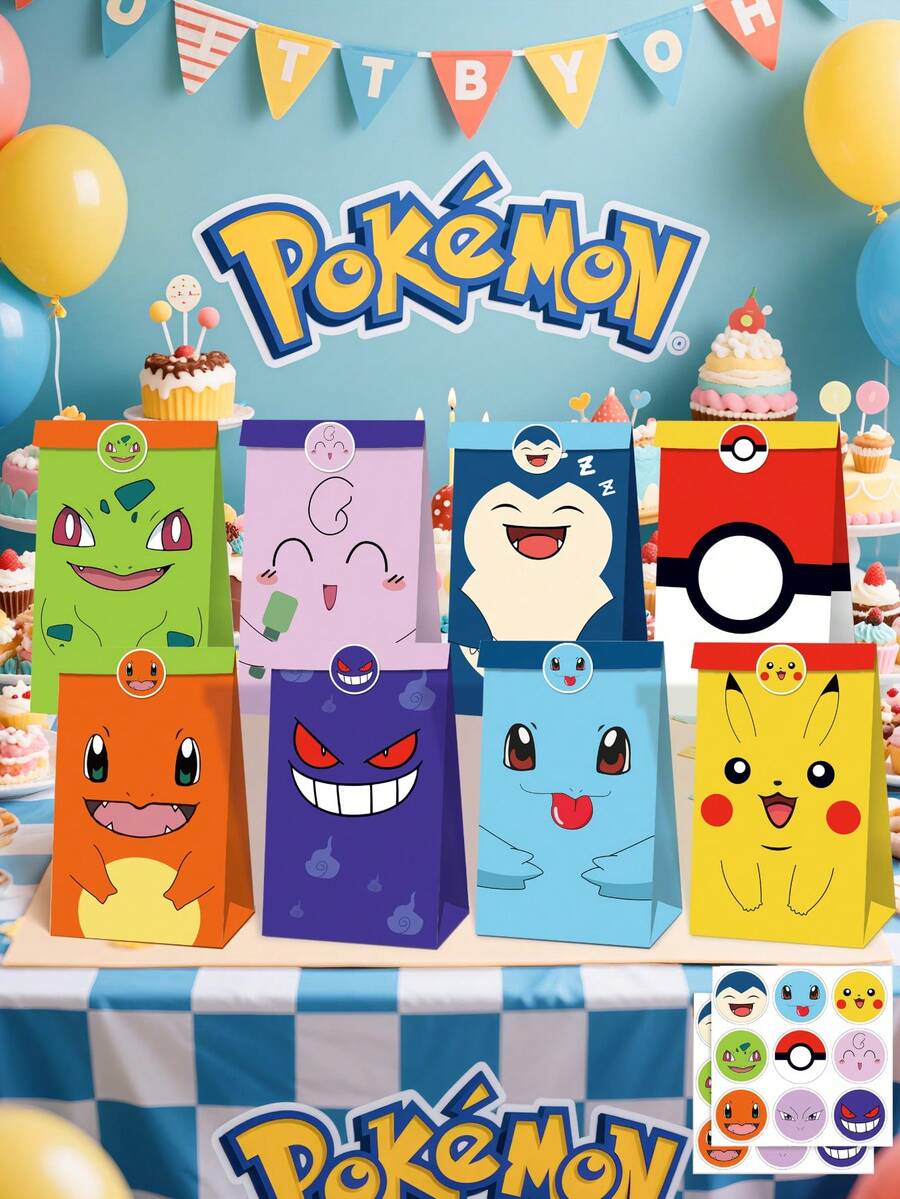 pokemon Pokemon Licensed Pikachu 8 Paper Bag &18 Stickers Set ...