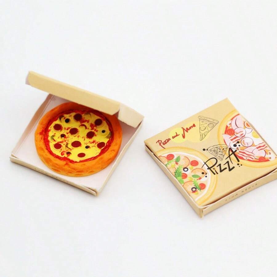 1pc Mini Dollhouse Pizza Model With Takeaway Box - Exquisite ABS Resin ...