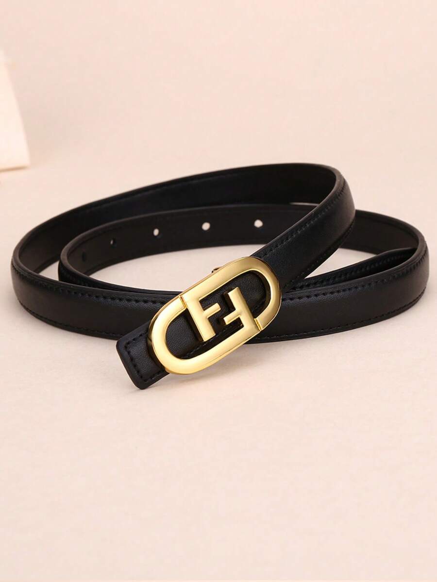F Letter Buckle High-End Business Belt Women's Alloy Smooth Buckle Belt ...