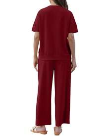 Women's 2 Piece Summer Outfits 2026 Short Sleeve Tops Wide Leg Crop ...