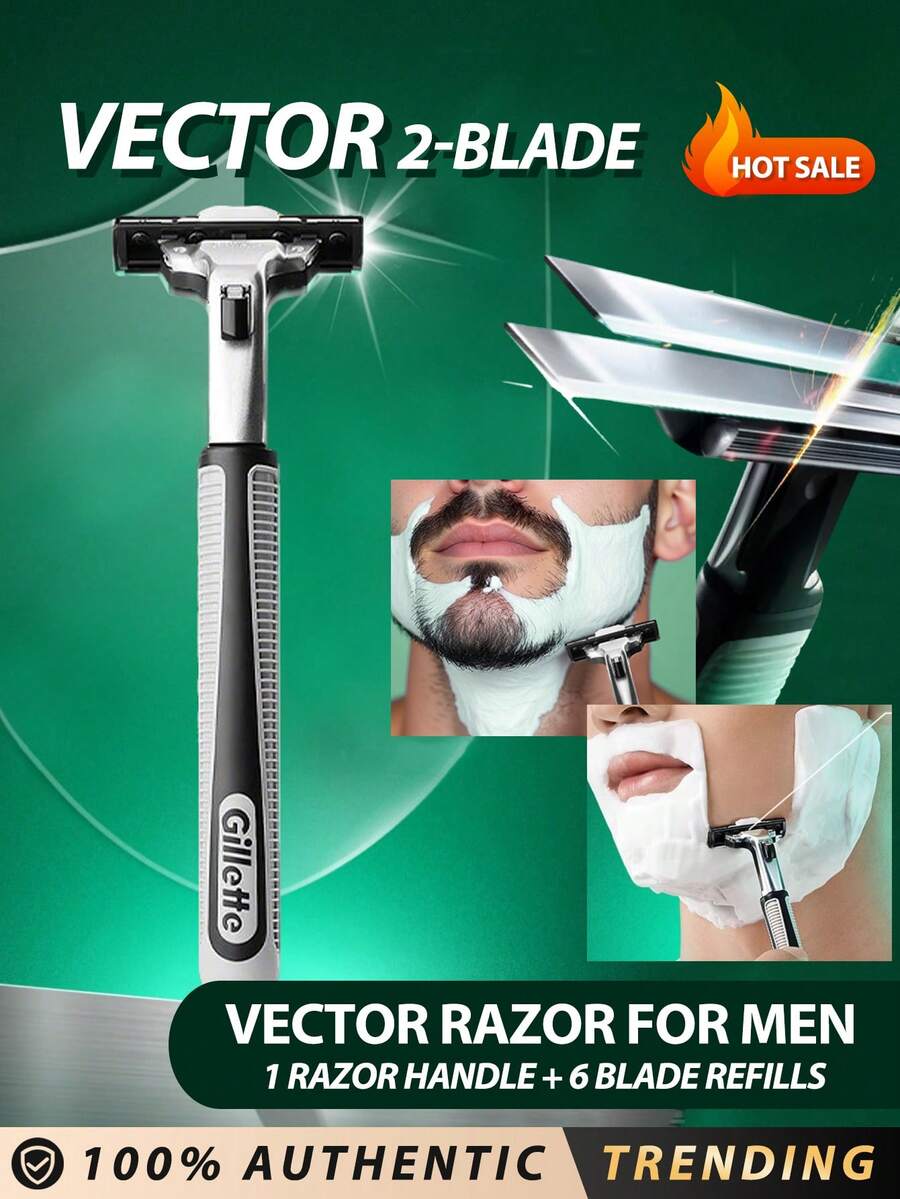Gillette Vector Razor For Men, 1 Razor Handle + 6 Blade Refill | SHEIN USA