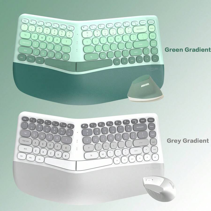 MOFII Ergonomic 2.4Ghz Wireless Split Keyboard Mouse Combo For PC ...