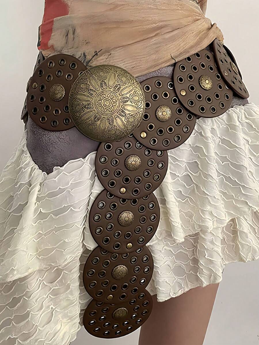 1pc Vintage Geometric Pattern PU (Polyurethane) Belt Summer, School ...