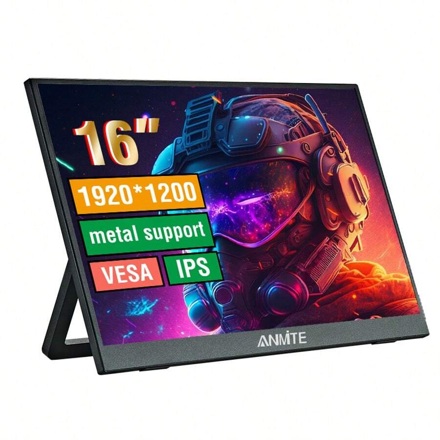 ANMITE 16 Inch IPS Portable Monitor 1200P 16:10Compatible With Laptop ...