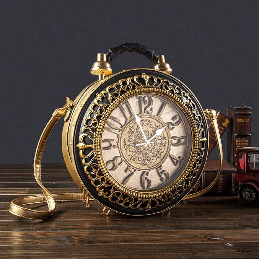 2025 Vintage Clock Print Shoulder Bag - Retro Classic Crossbody Bag ...