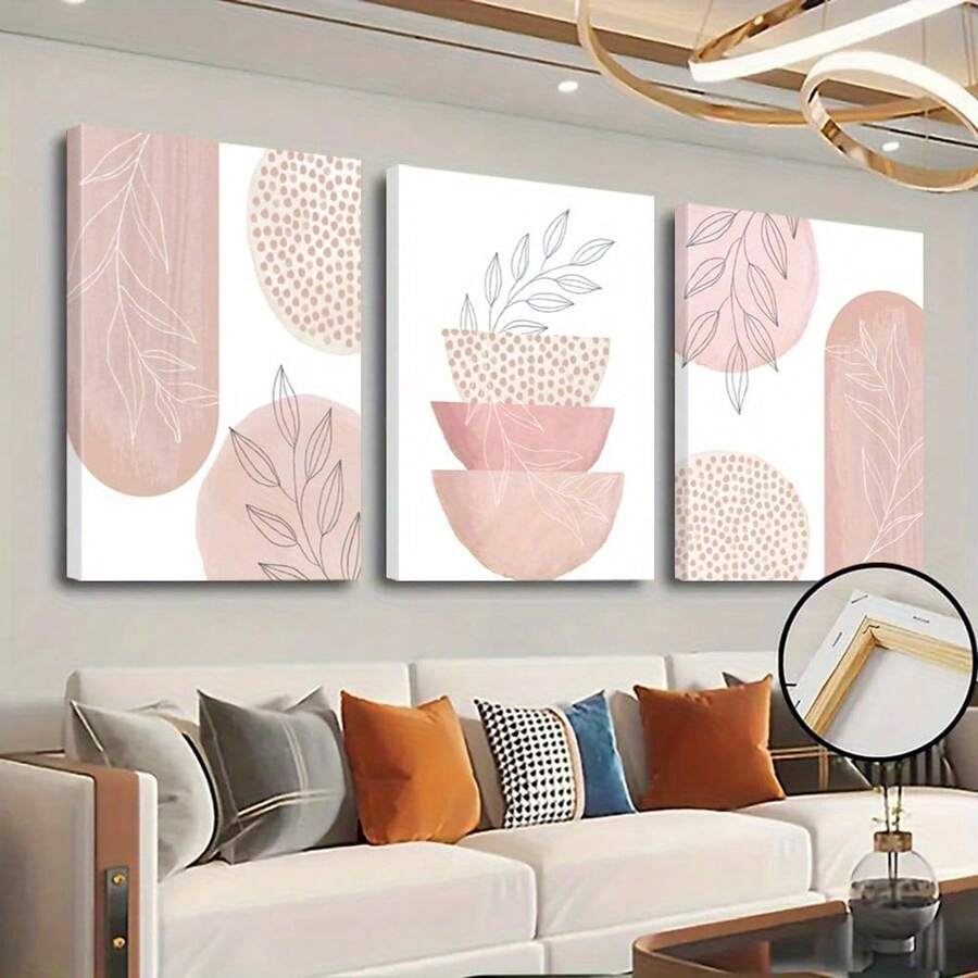 [Minimalist Chic Home Decor Set] 3pcs Framed Modern Wall Art Set In ...