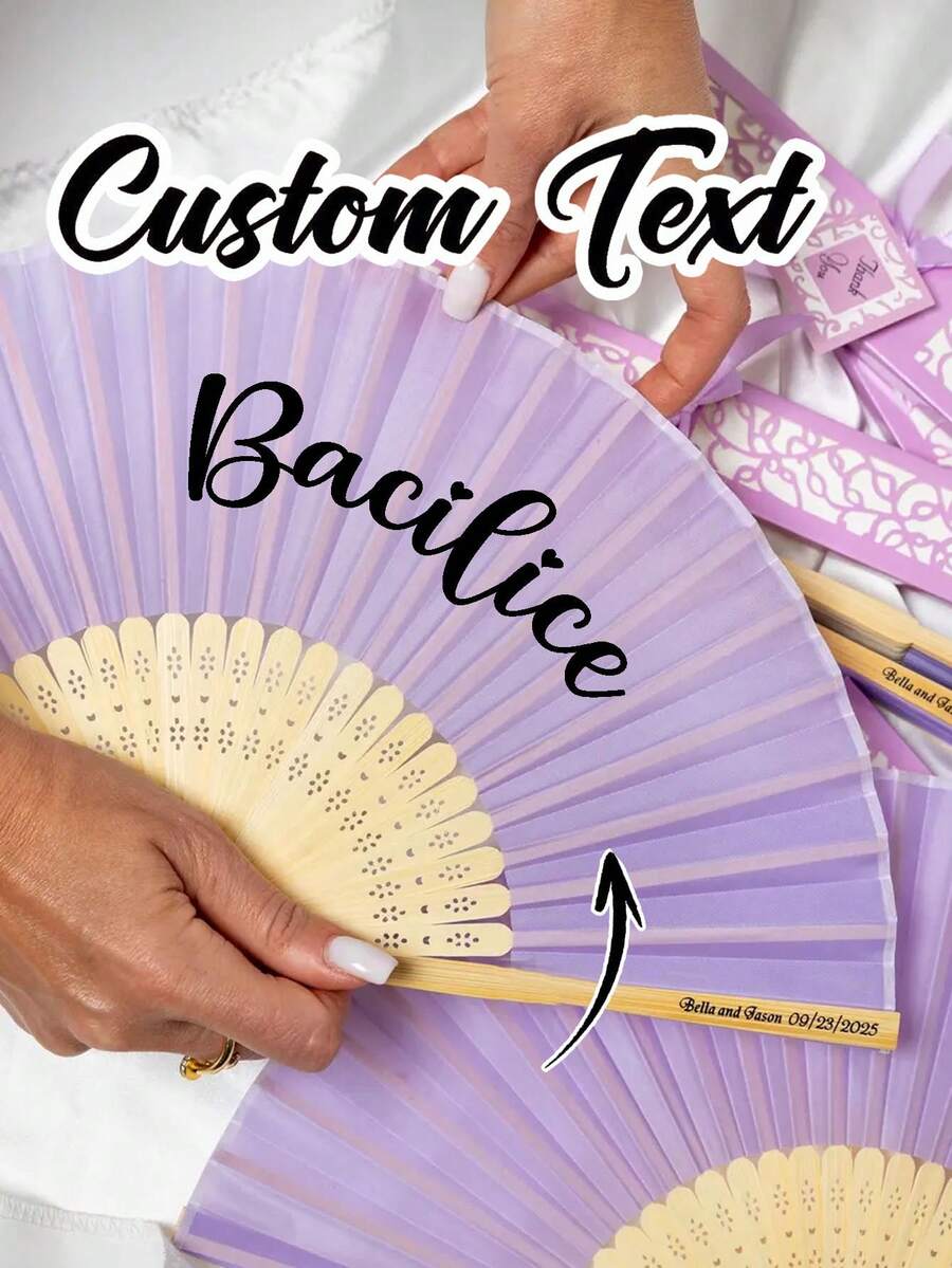Personalized Hand Fan Printed Cloth White Fan Wedding Party Favors Silk ...