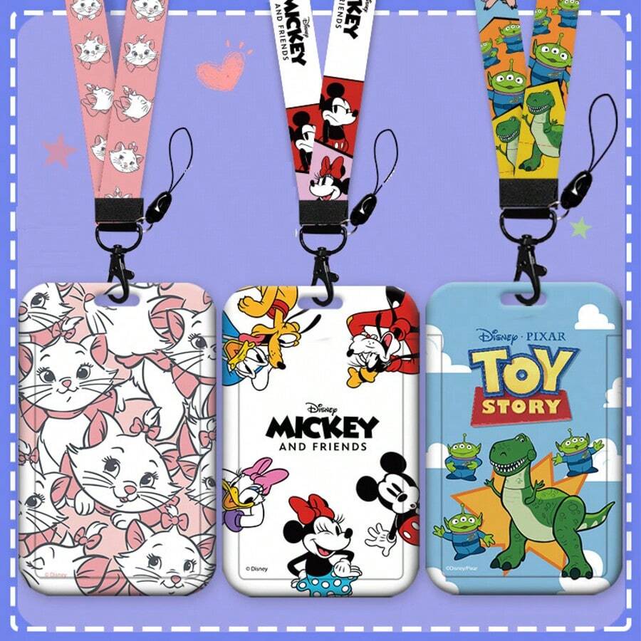 1pc Disney Cartoon Student School ID Card Case, Mickey Minnie Student ...