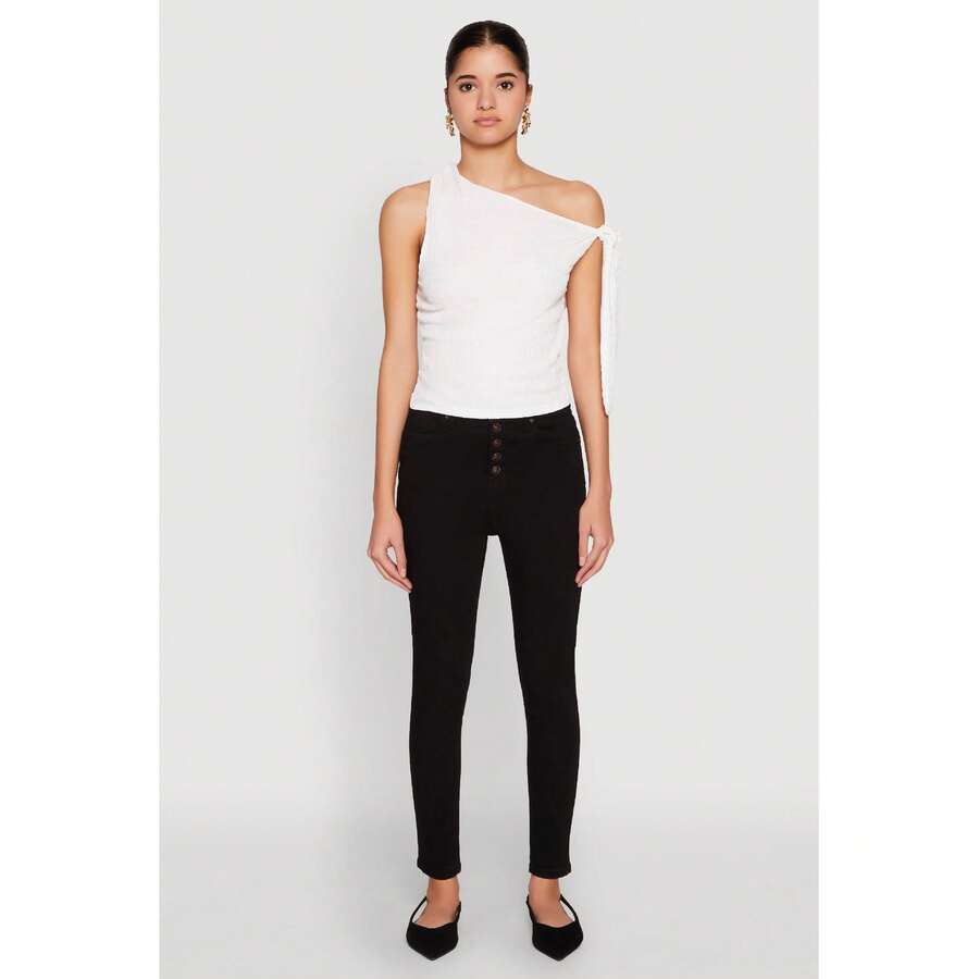 WAX Button Fly Skinny Jeans | SHEIN USA