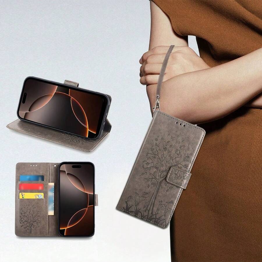 Tree Of Life Women's 3 Card Wallet With Leather Wristlet Strap And Back ...