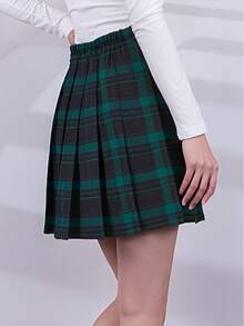 Pleated Tennis Deep Green Grid Skirt For Women With Shorts Athletic ...