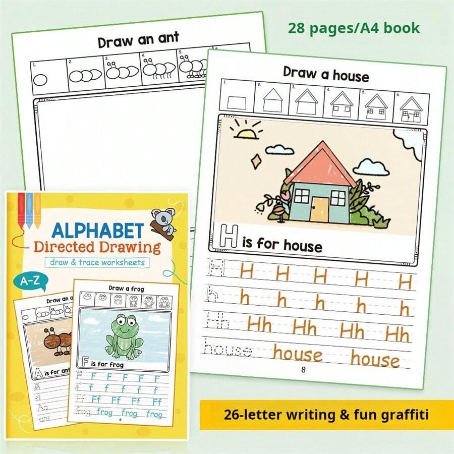 28 Page Workbook With English Alphabet Writing Practice, Fun Doodle ...