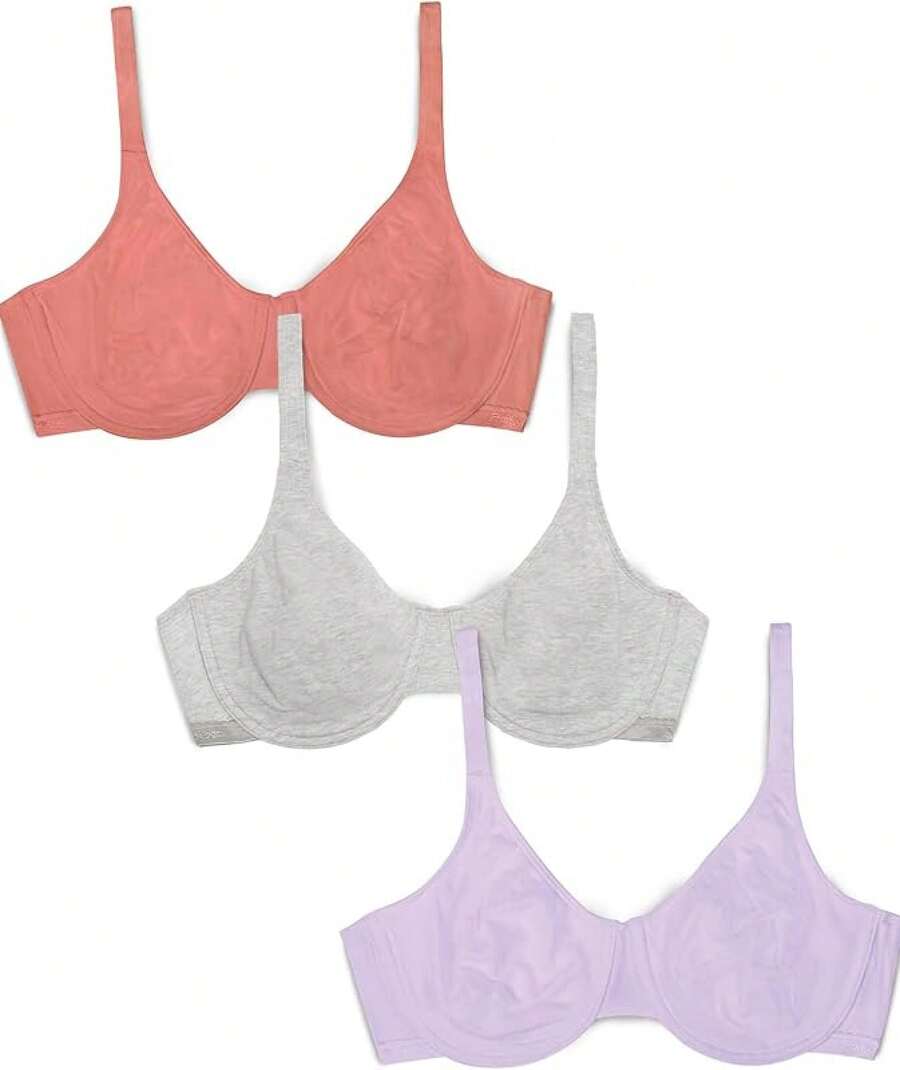 Women's Unlined Underwire Bra - Cotton & Spandex Blend Natural Shape ...