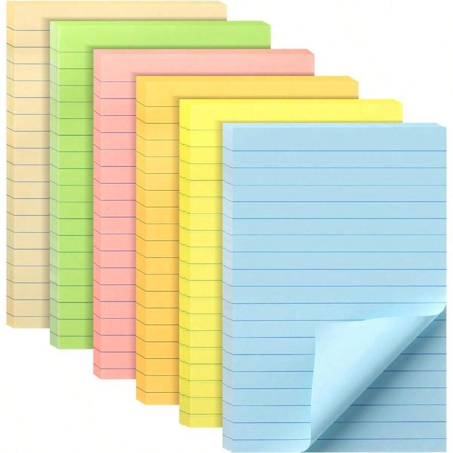Lined Sticky Notes 4x6 6 Pads 45 Sheets Pad Pastel Color Sticky Notes ...