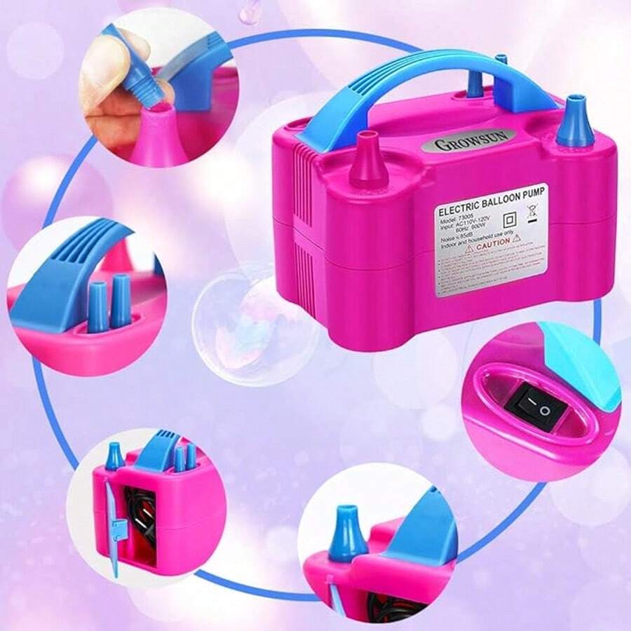 Electric Balloon Pump Air Inflator Portable Automatic Double Nozzle ...