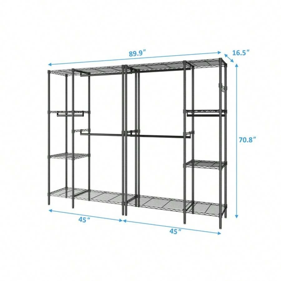 Metal Closet System Storage Organizer Garment Rack Clothes Hanger ...