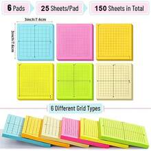 Bright Colors 6pcs Graph Paper Sticky Notes - 3x3 Inch, 6 Pads, Math ...