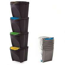 20 Litre Large Stackable Recycling Sorting Colour Coded Plastic Bins ...