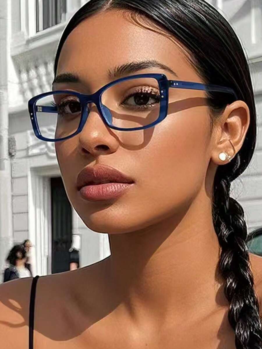 New Retro Square Small Frame Plain Mirror Glasses, Simple Versatile ...